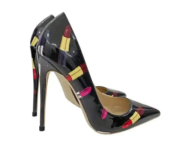 Bold Lipstick Graffiti Heels Stilettos | FashionFitz Exclusive ...